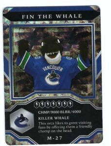 fin the whale 2021-22 upper deck mvp mascot gaming card #m-27 sparkle parallel card vancouver canucks hockey