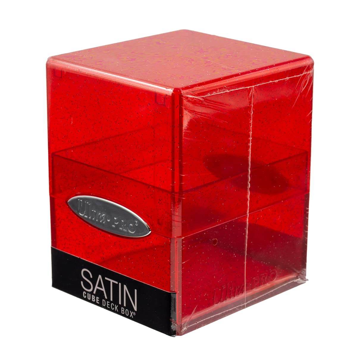 Ultra Pro - Satin Cube 100+ Standard Size Card Deck Box (Red Glitter) - Protect Your Gaming Cards, Sports Cards or Collectible Cards In Stylish Glitter Deck Box