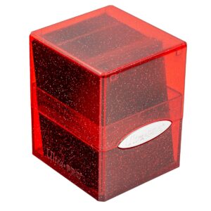 Ultra Pro - Satin Cube 100+ Standard Size Card Deck Box (Red Glitter) - Protect Your Gaming Cards, Sports Cards or Collectible Cards In Stylish Glitter Deck Box