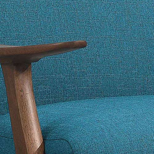 Lexicon Mid Century Modern Accent Chair with Solid Wood Frame in Walnut Finish, Upholstered Living Room Lounge Arm Chair, Thick and Comfy Innerspring Seat Cushion, Linen-Look Fabric, Blue