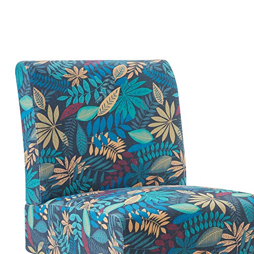 BELLEZE Accent Chair Modern Upholstered Living Room Chair with Curved Backrest and Wood Legs, Armless Slipper Chair for Bedroom, Fabric Corner Side Chair Lounge Chair - Andre (Leaf)