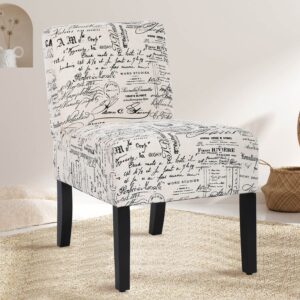 armless accent chair, living room chair, small chair for bedroom, accent chairs for living room office, small modern armless accent chair, side chair, bedroom chairs with thick sponge cushion white