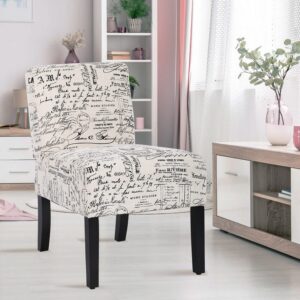 Armless Accent Chair, Living Room Chair, Small Chair for Bedroom, Accent Chairs for Living Room Office, Small Modern Armless Accent Chair, Side Chair, Bedroom Chairs with Thick Sponge Cushion white