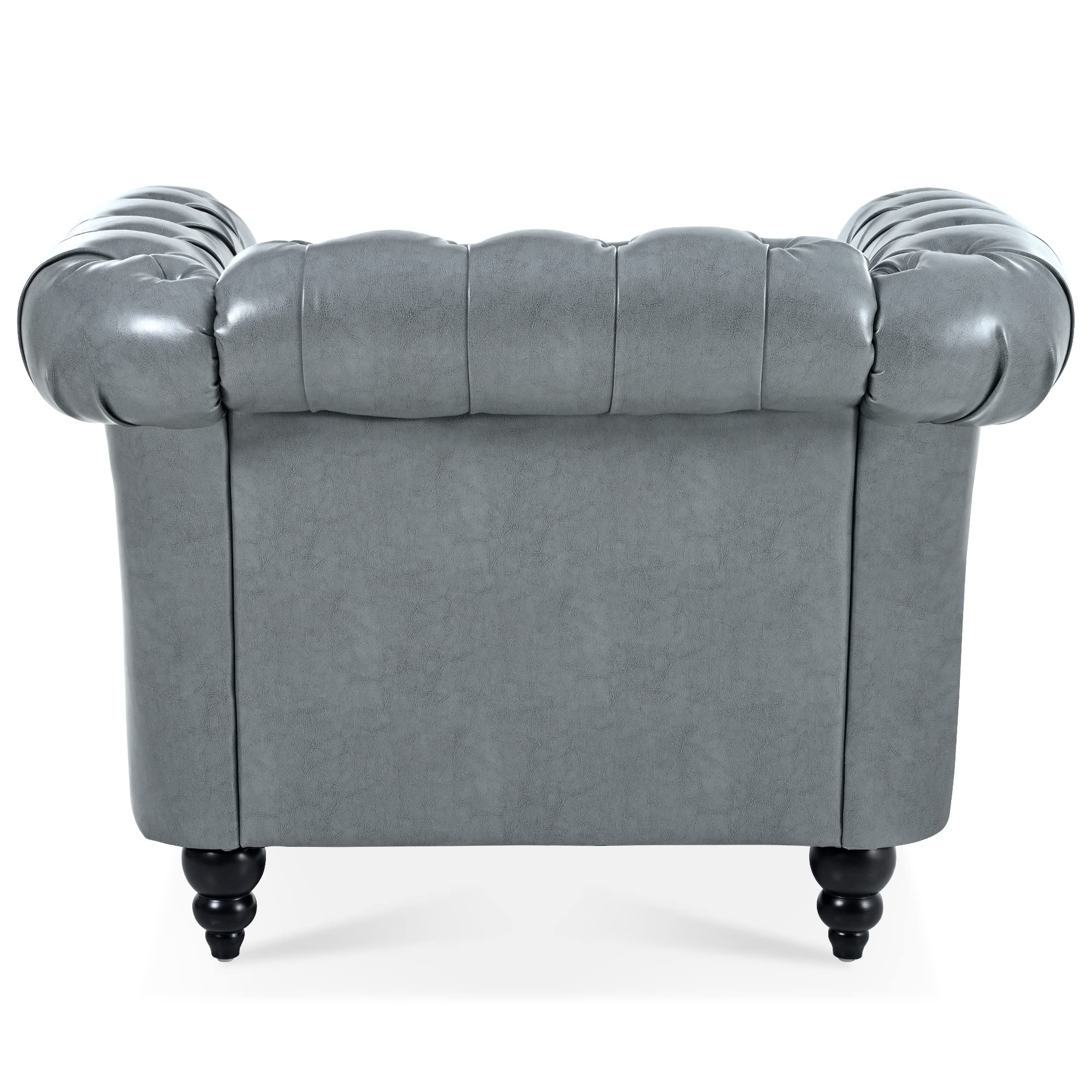 Dvasovio Accent Chair, Modern Chesterfield Chair Leather Upholstered Single Sofa with Tufted Back for Living Room Furniture (Grey)