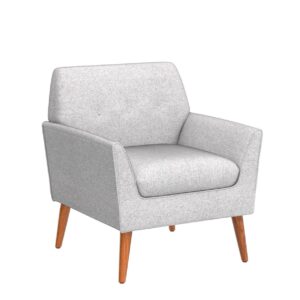 FUNKEEN Beige Accent Chair, Living Room Chair Linen Armchair Button Tufted Mid Century Modern Comfy Chair Upholstered Single Sofa Chair for Bedroom Reading Room Club Studio