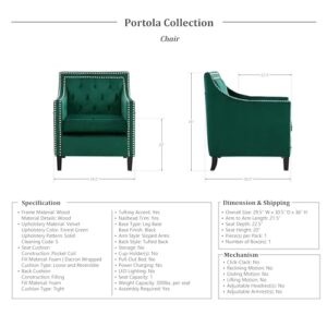 Lexicon Portola Velvet Accent Chair, Green