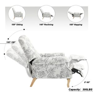 QUINJAY Floral Patterned Recliner Chair for Living Room, Upholstered Single Sofa with Adjustable Back and Footrest, Modern Push Back Lounge Chair Accent Armchair for Small Spaces Reading Napping