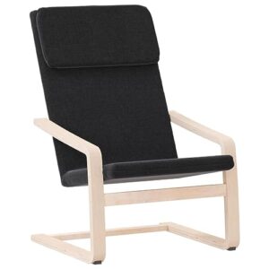 vidaxl black fabric relaxing chair - durable polyester upholstery with solid birch wood frame for stability - comfortable thick padding - ideal for home, office and restaurant use