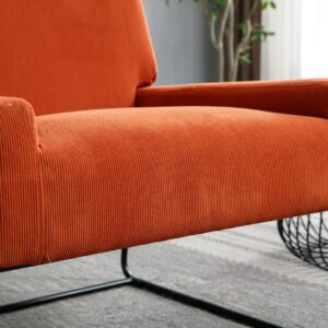 JINS&VICO Accent Arm Chair, Modern Upholstered Single Sofa Chair with Soft Padded Backrest and Low Arms, Comfy Leisure Slant Armchair Reading Chair for Living Room Bedroom Lounge, Orange