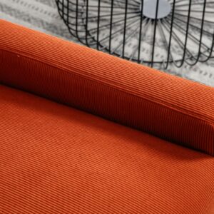 JINS&VICO Accent Arm Chair, Modern Upholstered Single Sofa Chair with Soft Padded Backrest and Low Arms, Comfy Leisure Slant Armchair Reading Chair for Living Room Bedroom Lounge, Orange