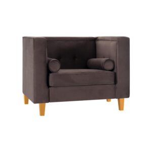 Naomi Home Audrey Velvet Accent Chair for Living Room, Mid Century Chair Arms, Tufted Cushion, Solid Wooden Legs Reading Chairs for Bedroom Comfy - Espresso