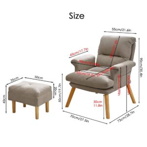 YCKEGEW Upholstered Recliner Chair Accent Chair with Ottoman,Occasional Chair Comfy Single Sofa for Reading Lounge Balcony, Lazy Armchair (Color : Milky White)