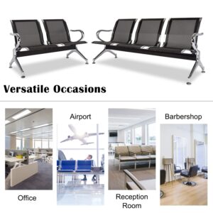 kinbor Office Guest Chairs - 5 Seat Reception Chairs Black Waiting Room Chairs Lobby Furniture for Office Airport Bank Clinic Salon