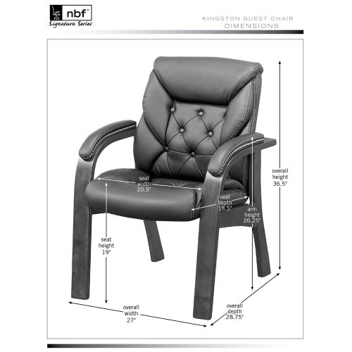 nbf signature series Black Faux Leather Guest Chair with Mahogany Wood Finish, Kingston Collection