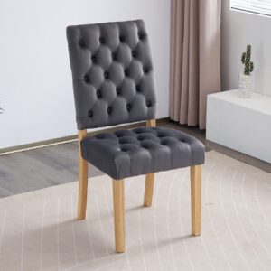 4HOMART Yvonne&F.L.A.M. Dining Chair with Arms Modern Tufted Upholstered Accent Chair Leisure Padded Chairs with Solid Wooden Legs Occasional Living Room Side Chairs Studded with Button Nailhead