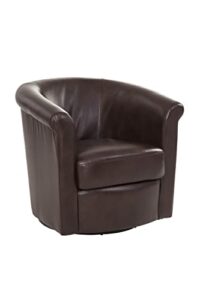 grafton home marvel swivel chair, 30d 30w 29h, walnut brown faux leather