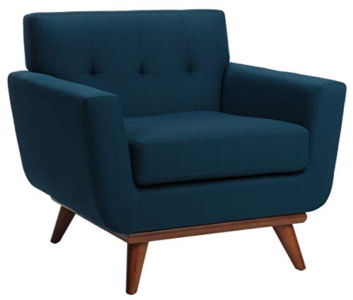 Safavieh Couture Home Opal Mid-Century Dark Teal Linen Tufted Arm Chair