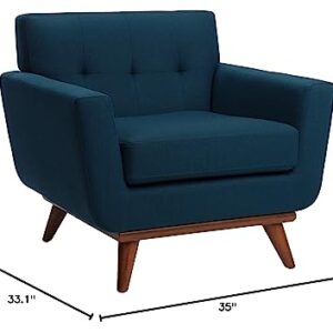 Safavieh Couture Home Opal Mid-Century Dark Teal Linen Tufted Arm Chair