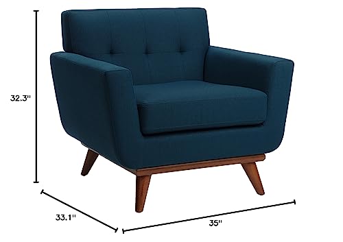 Safavieh Couture Home Opal Mid-Century Dark Teal Linen Tufted Arm Chair