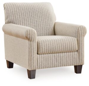 signature design by ashley valerani classic striped upholstered accent chair, beige