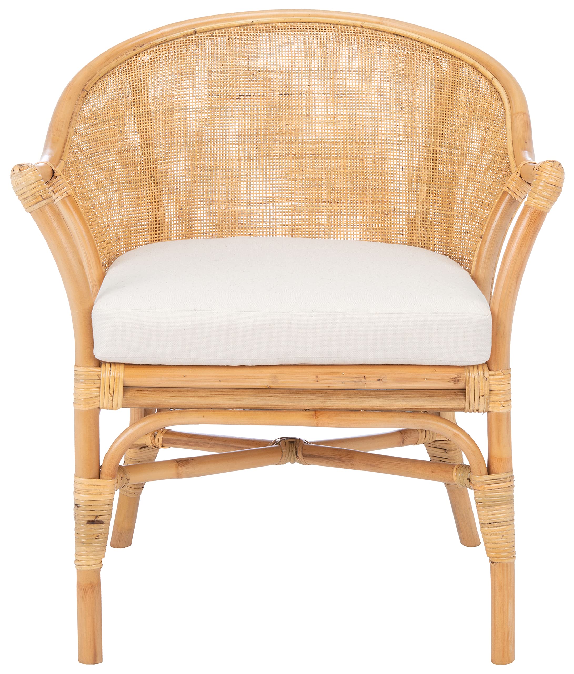 Safavieh Home Collection Dustin Rattan Cushion Accent Chair, 0, Natural/White