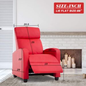 Recliner Chair for Living Room Recliner Sofa Reading Chair Winback Single Sofa Modern Home Theater Seating Lounge with PU Leather Padded Seat Backrest