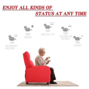 Recliner Chair for Living Room Recliner Sofa Reading Chair Winback Single Sofa Modern Home Theater Seating Lounge with PU Leather Padded Seat Backrest