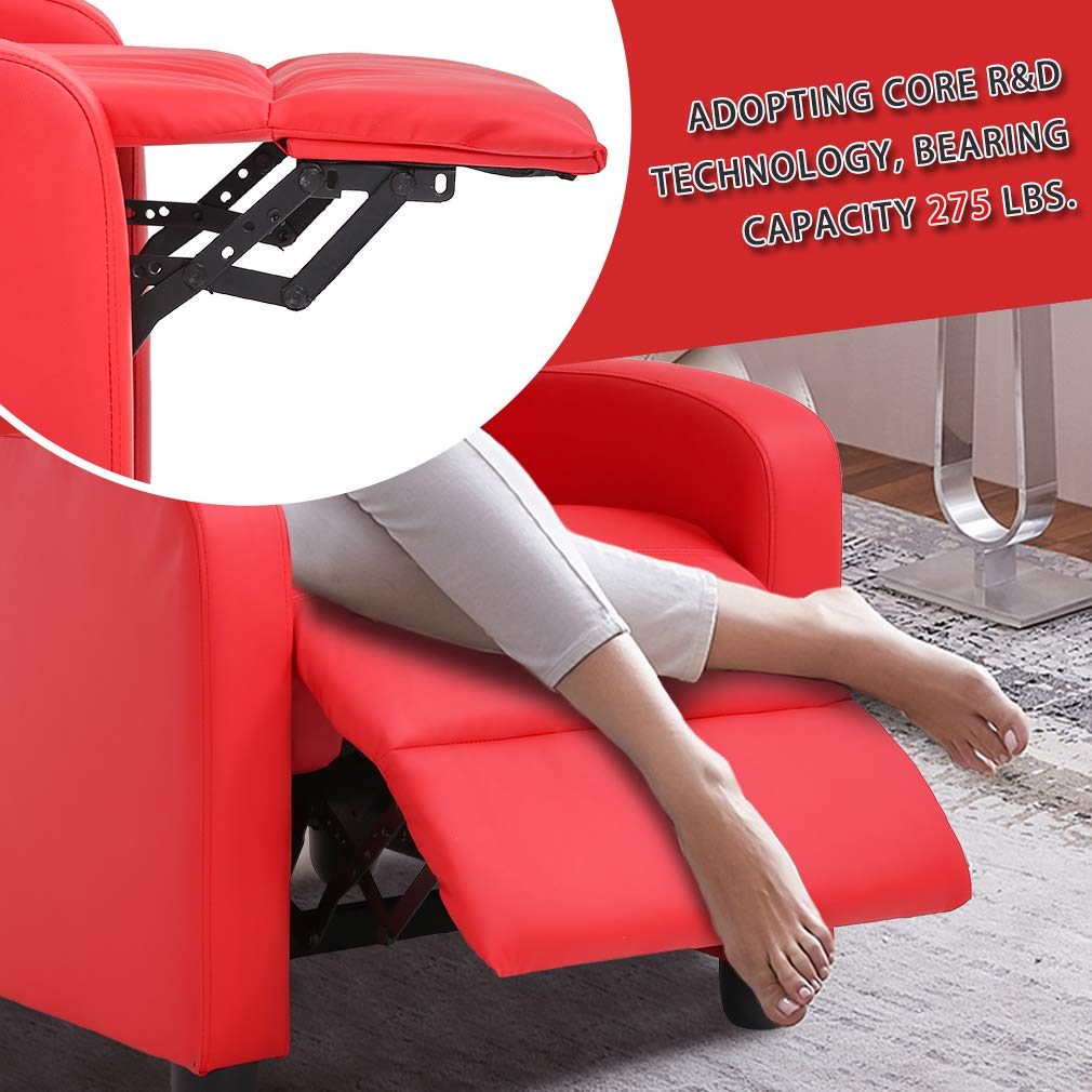 Recliner Chair for Living Room Recliner Sofa Reading Chair Winback Single Sofa Modern Home Theater Seating Lounge with PU Leather Padded Seat Backrest