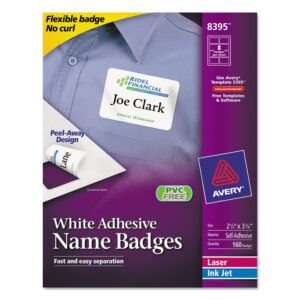 avery 8395 laser/inkjet name badges,2-1/3-inch x3-3/8-inch,160/pk,plain we