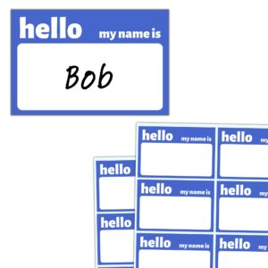 200 pieces - hello my name is stickers, name tag labels - blue, 3" x 2"