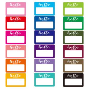 18 colors 540 pcs hello my name is stickers, 3'' x 2'' name tag stickers, newborn baby name sticker labels for classroom school office home