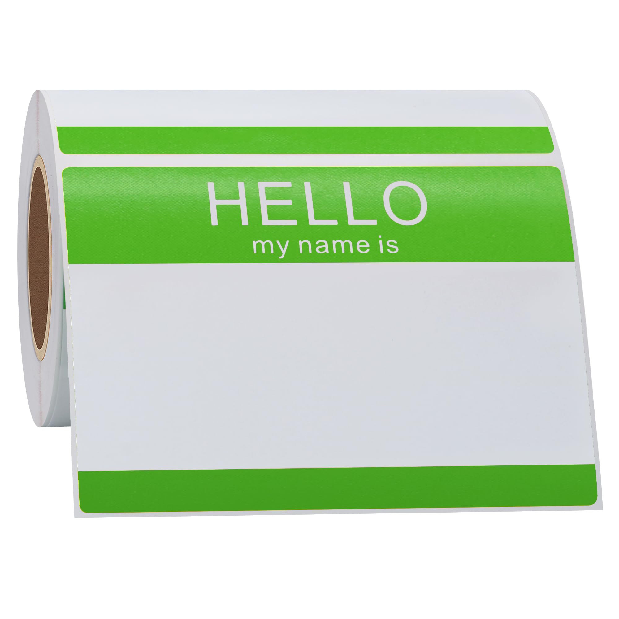 Hycodest Hello My Name is, Sticker Writing Stickers Easy Peel and Stick Badges Sensitive Name Tag 3.5"x2.35", 200 Pcs (Green)