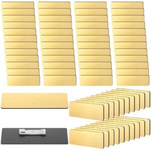 geosar 50 pcs name tag badge blanks 1 x 3" brushed gold round corners pin diy blank id name badge for office workers students