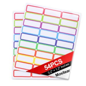 54pcs magnetic dry erase labels colorful name tags flexible reusable magnetic label stickers for white board refrigerator locker size 3.2"x1.2" by mositear