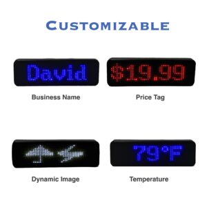 VBLab Wireless Bluetooth LED Name Badge Upgraded Rechargeable Name Tag (Blue)