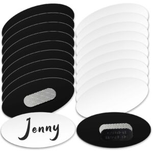 20 pack oval name badge name tags blanks with magnet diy engravable printable acrylic name tag for clothes jacket shirts office school business work supplies, 3 x 1.5 inch (white)