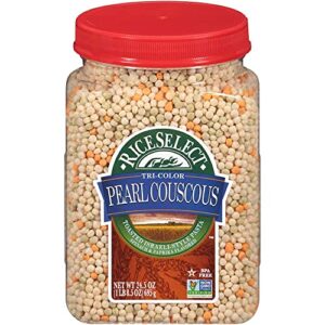 riceselect tri-color pearl couscous, toasted israeli-style pasta, spinach and paprika flavored, 24.5 ounce jar (pack of 1)