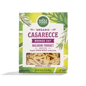 whole foods market, organic casarecce, 16 ounce