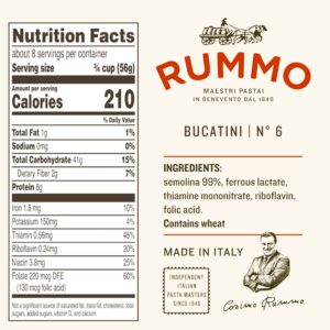 Rummo Italian Pasta Bucatini No.6, Always Al Dente (16 ounce)