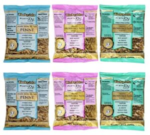 tinkyada organic gluten-free brown rice pasta 3 shape variety bundle: (2) elbow pasta, (2) spirals pasta, and (2) penne pasta, 12 ounce ea.