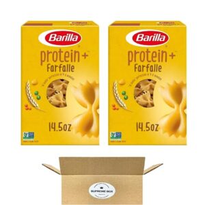 barilla protein+ grain & legume pasta farfalle, protein-enriched, nutritious pasta, 14.5 oz- pack of 2 (29 oz in total)