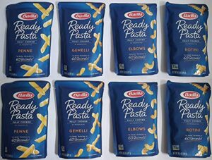 8-pack variety, barilla ready pasta: 2 pouches each of rotini, penne, elbows, and gemelli [2020]