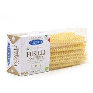 Giusto Sapore Imported Artisanal Fusilli Col Buco Italian Pasta, Organic Bronze Drawn, 340G