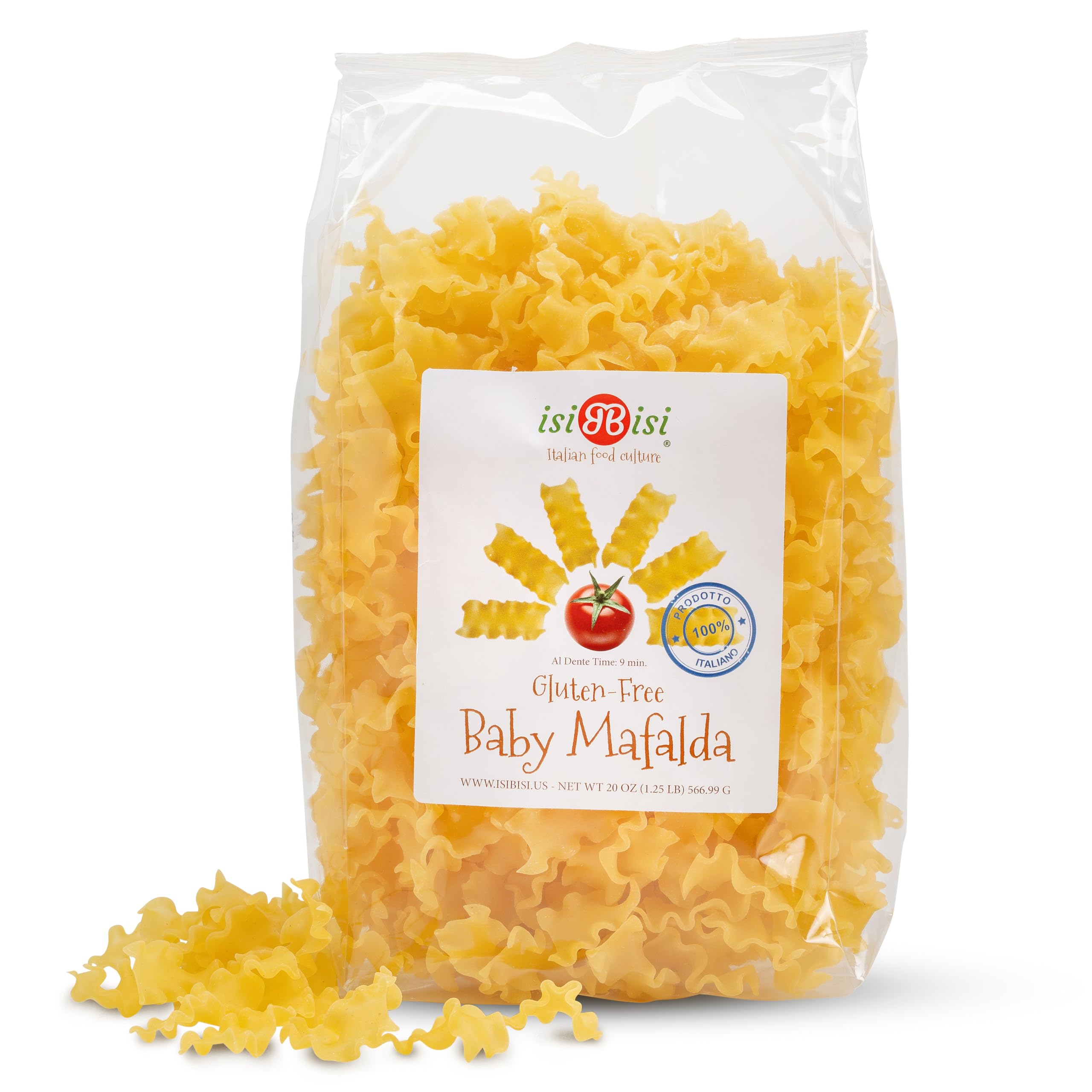 isiBisi Baby Mafalda Pasta - Mini Lasagna Noodles Made With Corn and Rice Flour - Authentic, Healthy Italian Pasta - Vegan, Non-GMO, Organic Artisanal Pasta in Bulk, Made in Italy (1.25 lb)