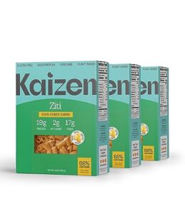 kaizen keto pasta ziti - 2 net carbs, 19g protein - gluten-free, keto pasta made with high fiber lupini flour - 8 ounces (pack of 3)