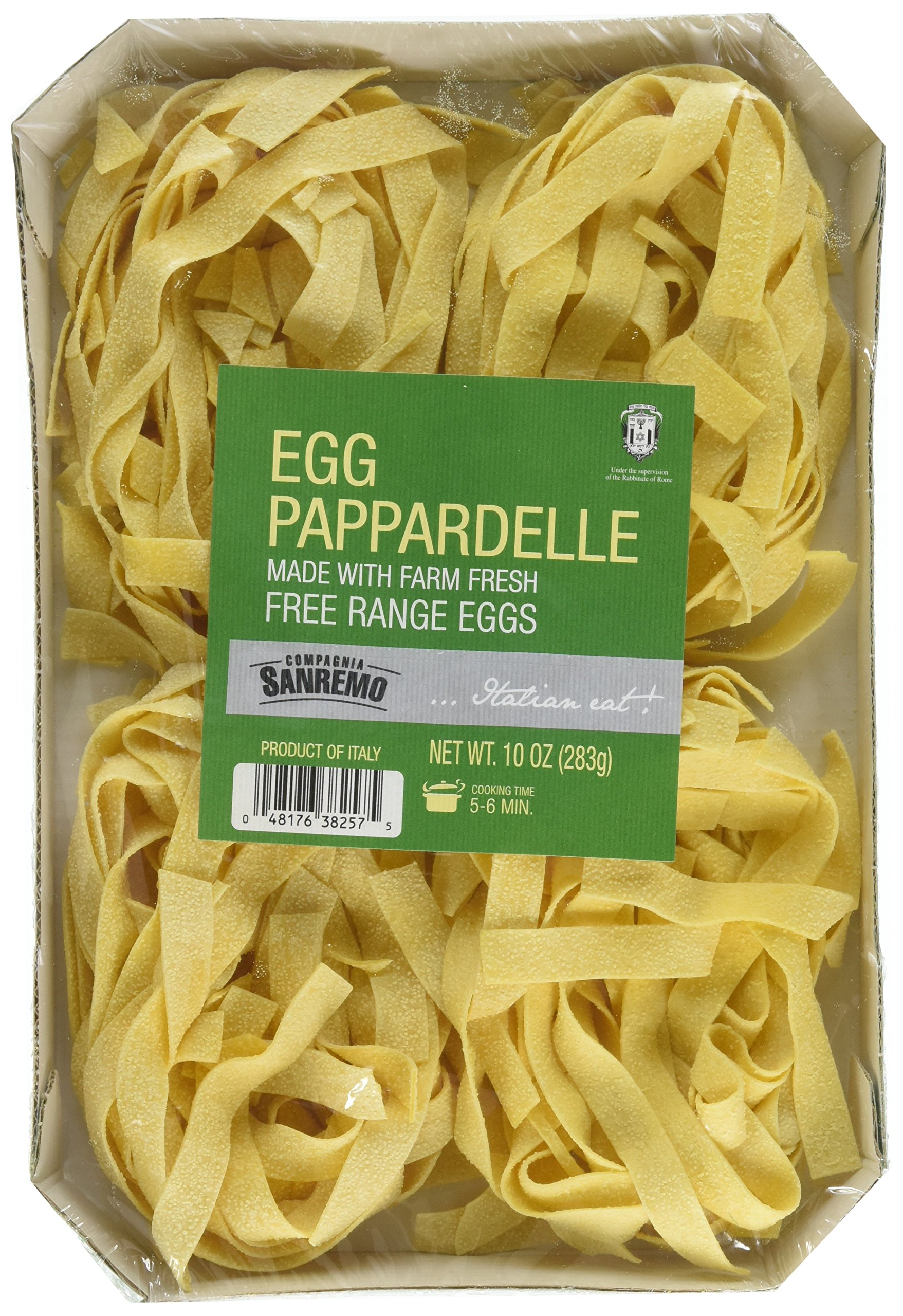 Compagnia Sanremo San Remo Italian Egg Pappardelle Pasta - Non-Gmo, Free Range Egg Traditional Pappardelle - 10 Oz (Pack Of 1) - Product Of Italy