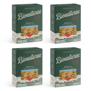 bionaturae fusilli pasta noodles - gluten free pasta organic, rice & lentil pasta, kosher certified, high protein, non-gmo, fusilli pasta organic, crafted in italy - 12 oz, 4 pack