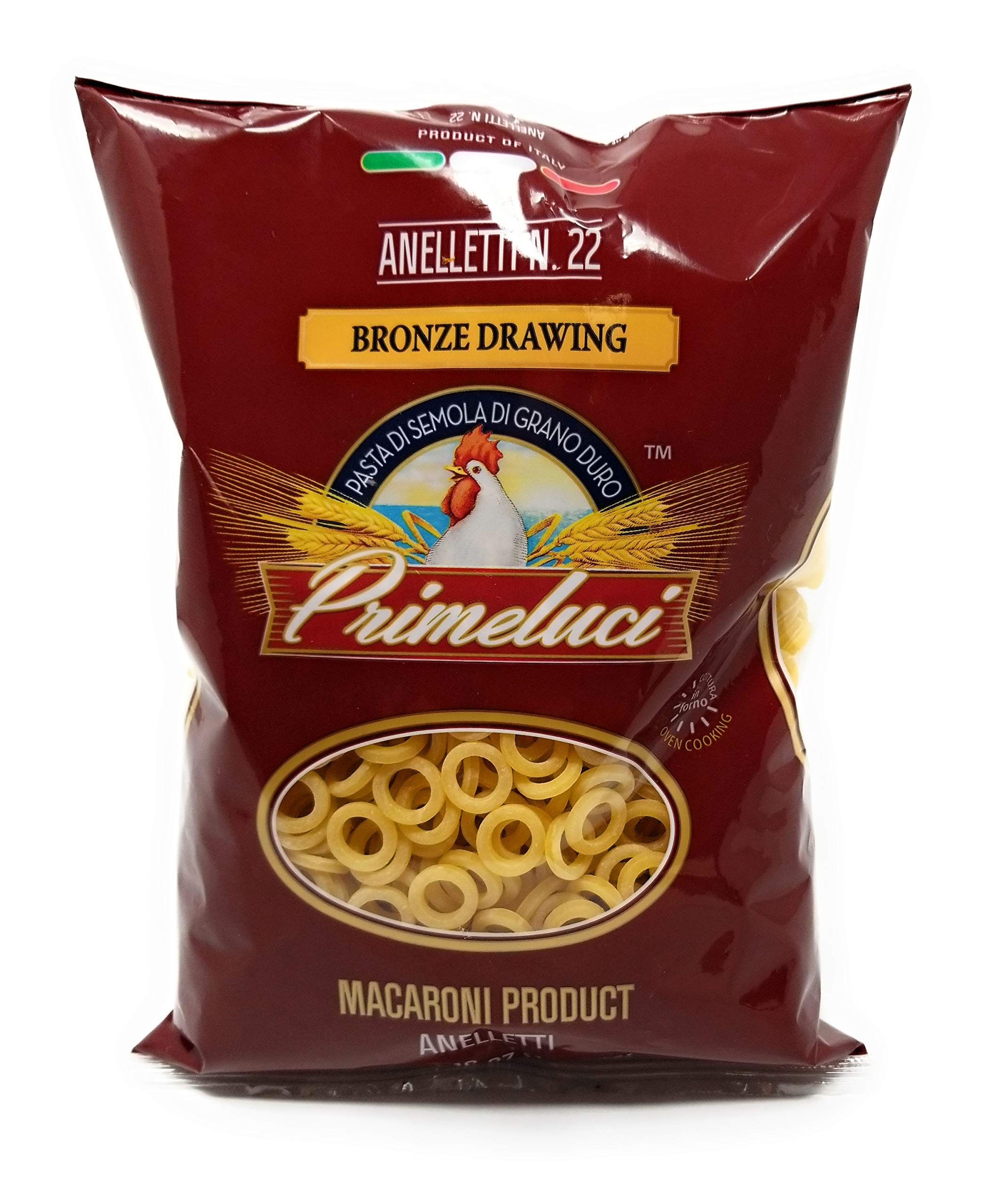 Primeluci Anelletti Durum Wheat Semolina Pasta - 1 lb (Pack of 4)