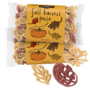 pastabilities fall festival pasta, fun shaped pumpkin and leaf noodles for kids and holidays, non-gmo natural wheat pasta 14 oz (2 pack)