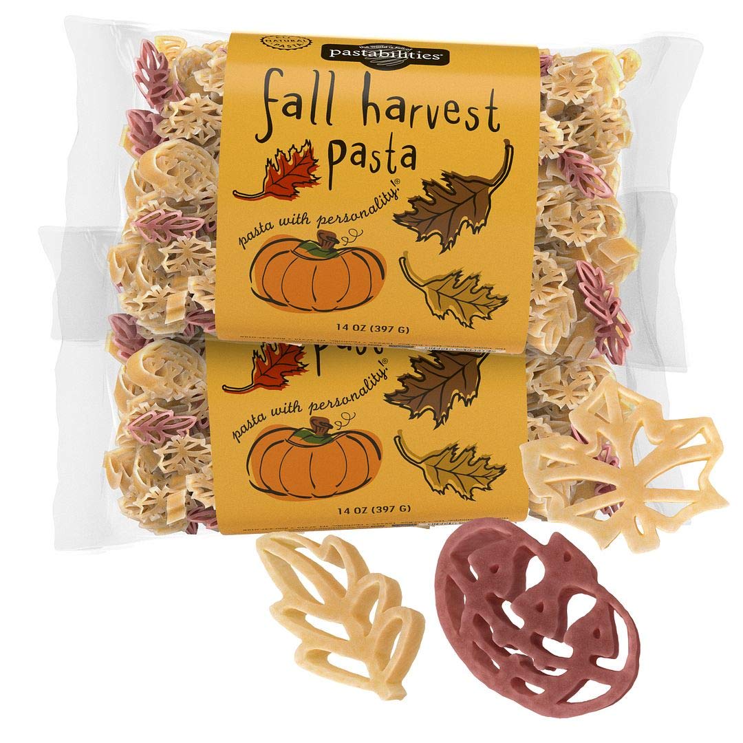 Pastabilities Fall Festival Pasta, Fun Shaped Pumpkin and Leaf Noodles for Kids and Holidays, Non-GMO Natural Wheat Pasta 14 oz (2 Pack)